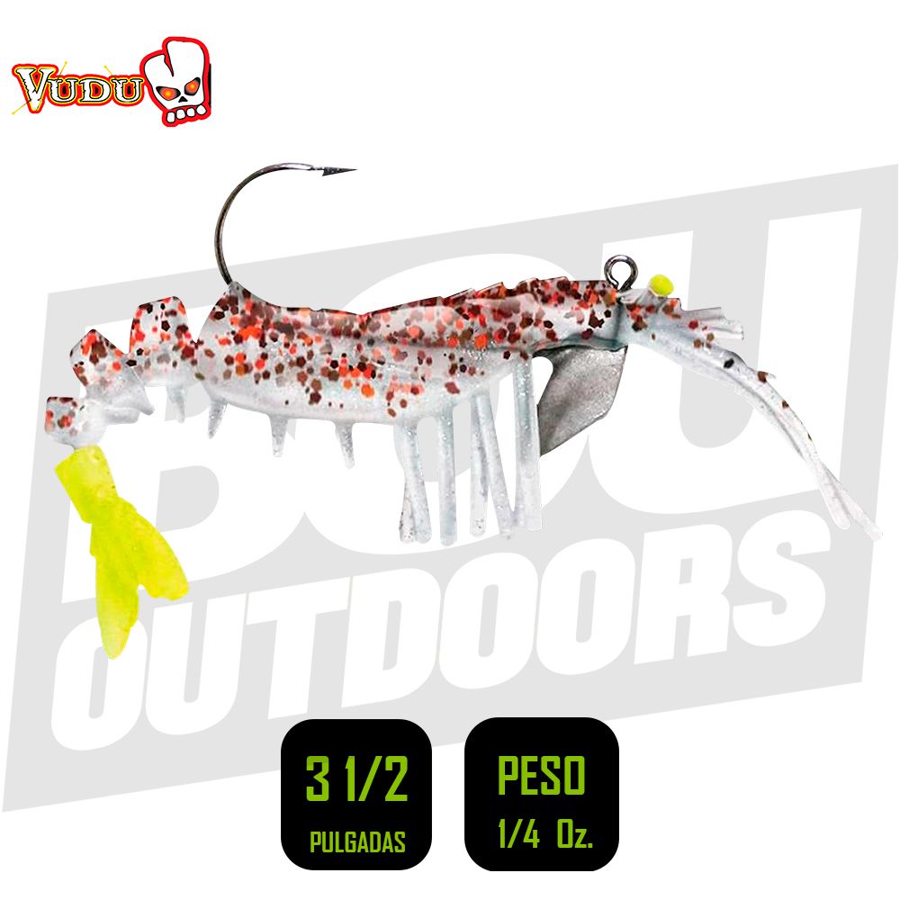 SHRIMP VUDU RATLER 3 1/2 PULG 1/4 OZ CAJUN PEPPER 2PK E-VS35R-14-30 ...